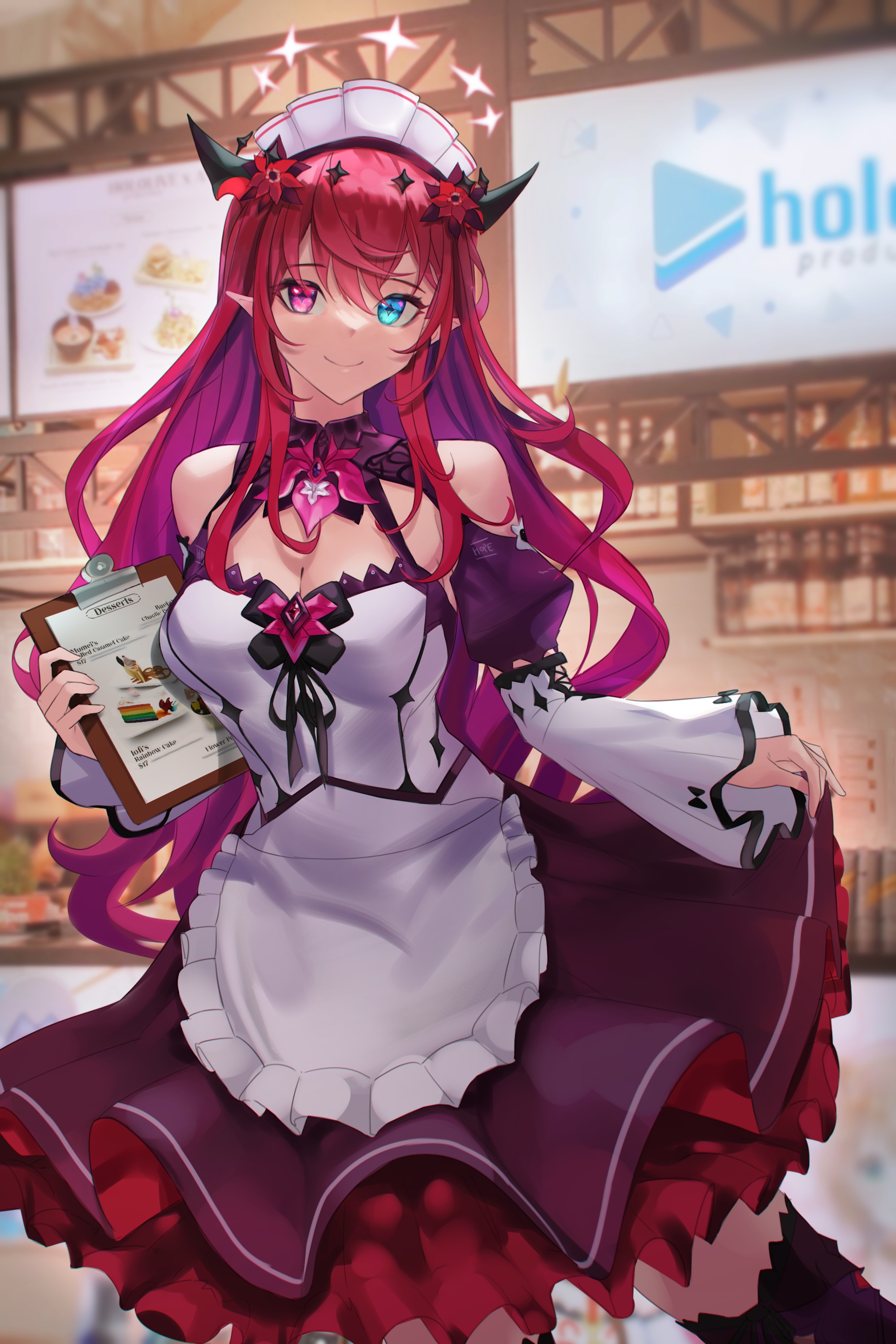 aragiken hololive hololive english irys (hololive) cleavage devil heterochromia horns maid ...